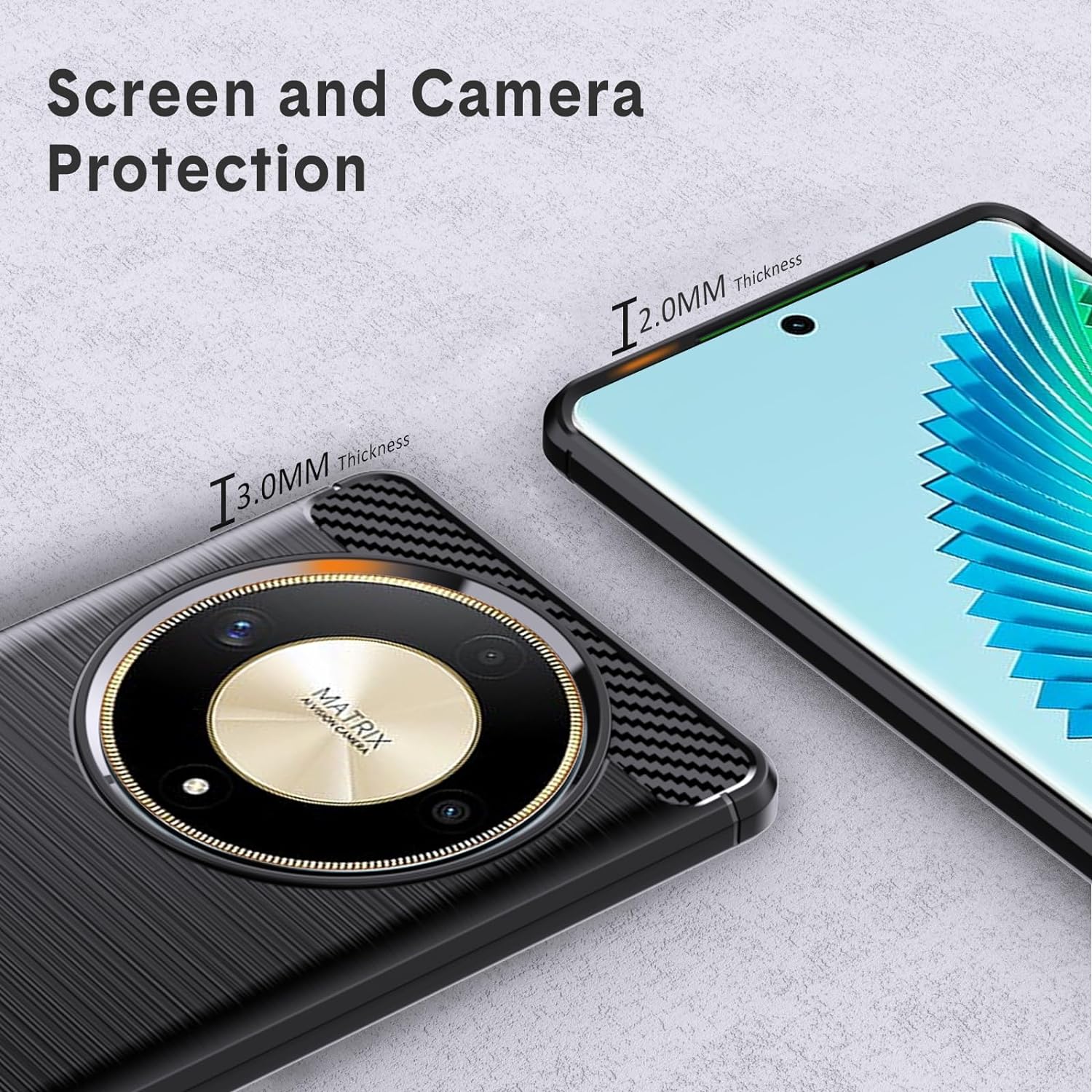 Honor Magic 6 Lite Case Carbon Fibre Phone Cover & Screen Protector