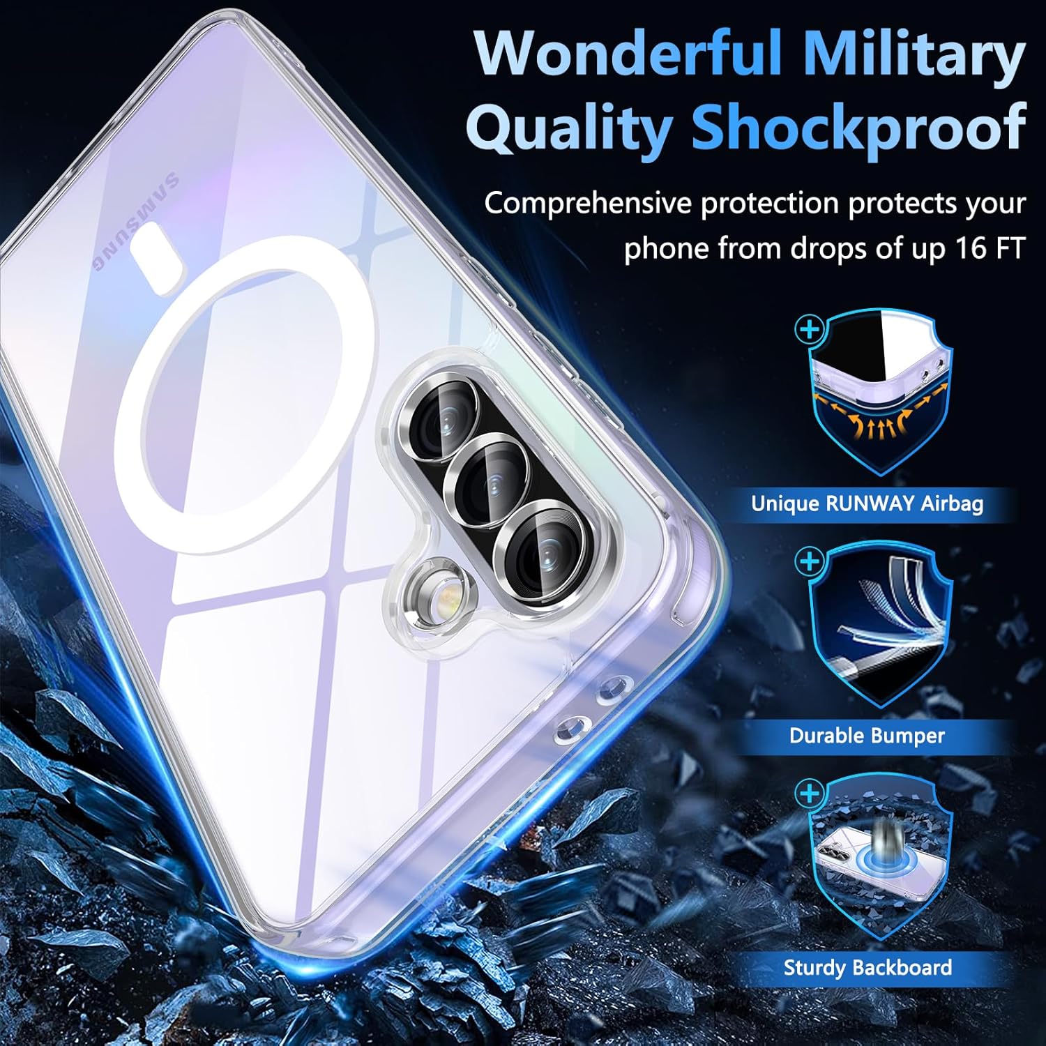 Samsung Galaxy A36 5G Clear Case Magsafe Phone Cover + Glass Screen Pr ...